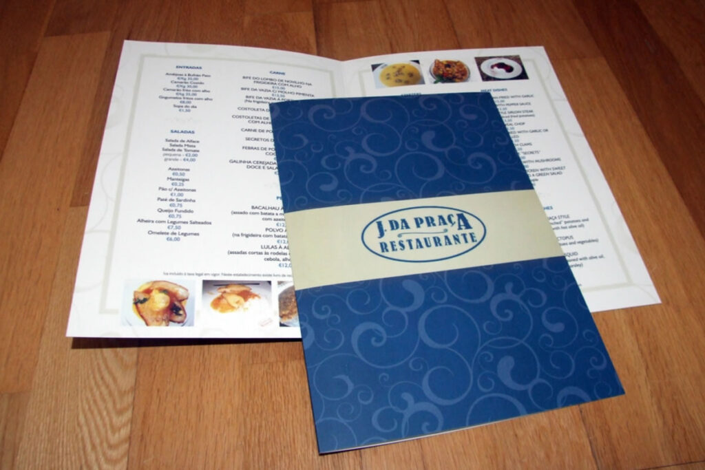 Diseño e impresión de cartas de bar y menú de restaurante